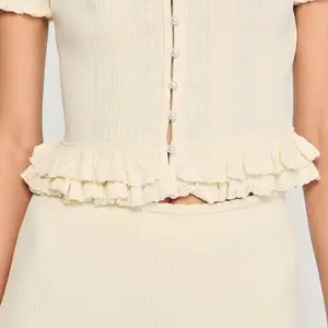 Sandro Ruffled Knit Top - Ecru