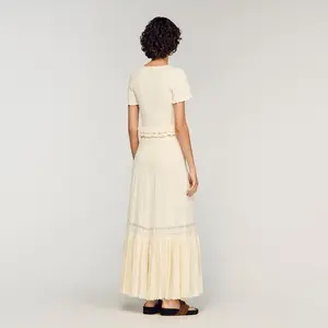 Sandro Ruffled Knit Top - Ecru