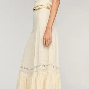 Sandro Maxi Flared Knit Skirt - Ecru