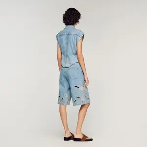 Sandro Fitted Denim Top