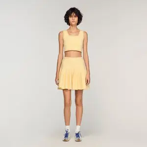 Sandro Mini Knit Skater Skirt - Butter