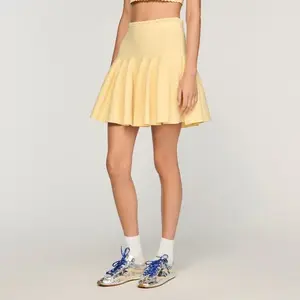 Sandro Mini Knit Skater Skirt - Butter