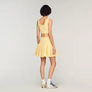 Sandro Mini Knit Skater Skirt - Butter