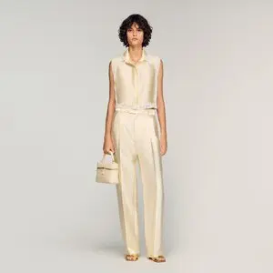 Sandro Satin Trousers - Cream