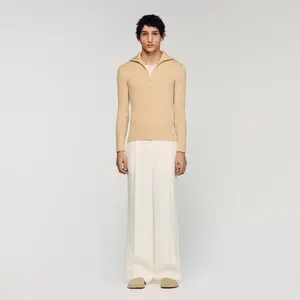 Sandro Knitted Zip-up Cardigan - Beige