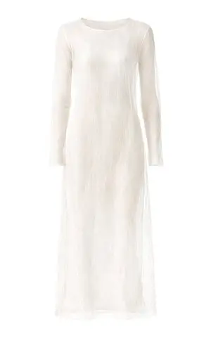 Chan Luu Ghost Crinkle Mesh Overlay Maxi Dress - Ivory