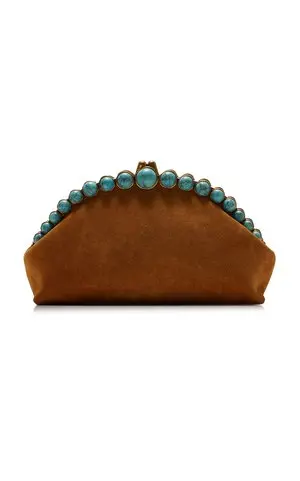 Cult Gaia Una Suede Clutch - Brown
