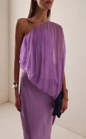 THIRD FORM Solstice One-shoulder Chiffon Maxi Dress - Purple