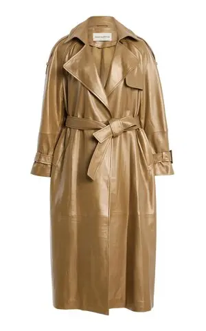 Nour Hammour Claudia Leather Trench Coat - Bronze