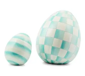 MACKENZIE-CHILDS Set Of 2 Eggs-mini Stripe & Small Check - One-color
