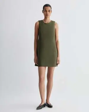 Veronica De Piante Melodie Dress In Cotton Silk - Olive
