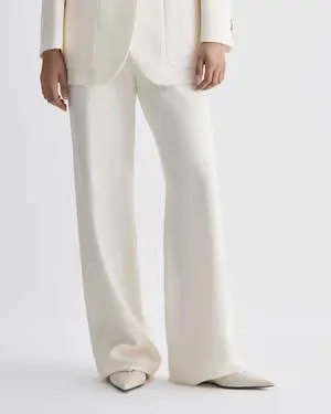 Veronica De Piante Taylor Trouser In Silk, Off - White
