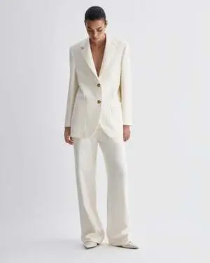 Veronica De Piante Taylor Trouser In Silk, Off - White