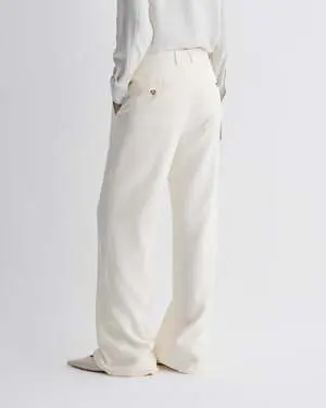 Veronica De Piante Taylor Trouser In Silk, Off - White