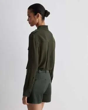 Veronica De Piante Daphne Shirt In Silk - Olive