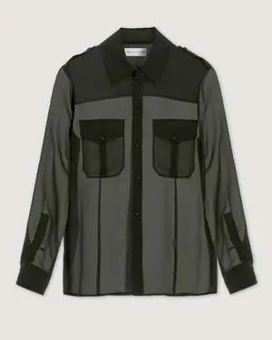 Veronica De Piante Daphne Shirt In Silk - Olive