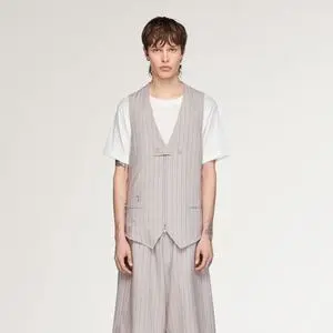 Adidas Y-3 Sport Uniform Pinstripe Tailored Vest - Chalk Pearl