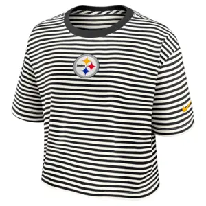 Nike Pittsburgh Steelers Striped Mlb Cropped T-shirt - Black