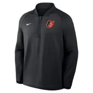 Nike Baltimore Orioles Authentic Collection Dri-fit Mlb 1/2-zip Long-sleeve Top - Black