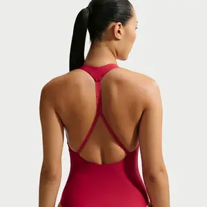 Nike Hydralock Luxe V-neck One Piece - Red