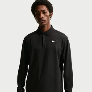 Nike Velocity Dri-fit Long-sleeve Chest Logo Golf Polo - Black