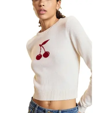 Cynthia Rowley Intarsia Cropped Sweater - Ivory