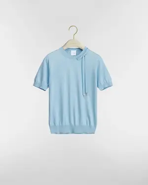 Dior Short-sleeved Fitted Sweater - Sky Blue Silk Knit