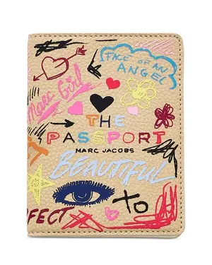 Marc Jacobs The Punk Scribble Passport Case - Beige