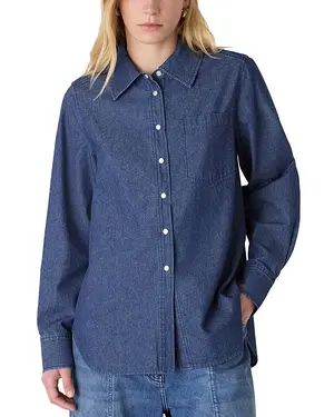 Whistles Pocket Detail Cotton Shirt - Denim