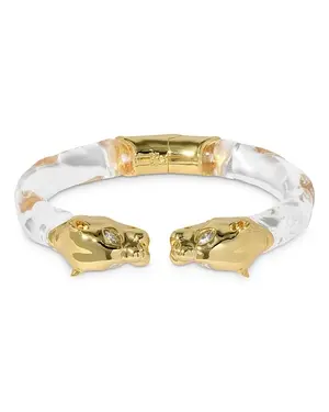 Alexis Bittar Panther Visage Lucite Hinge Cuff Bracelet - No Color