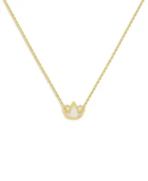 KARMA AND LUCK Centered Mindset Lotus Mother Of Pearl Necklace - Gold