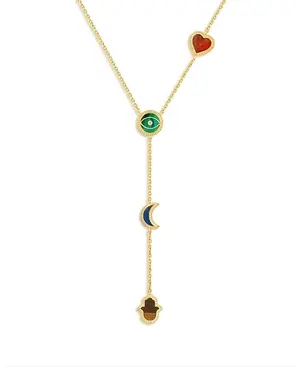 KARMA AND LUCK Celestial Wisdom Multi-symbol Necklace - Gold/multicolor