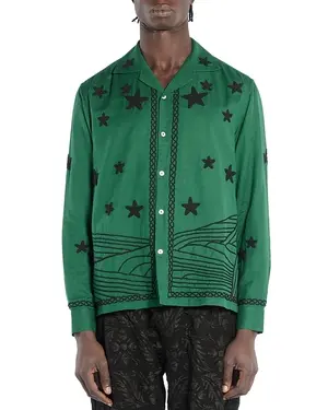 BAZISZT Medley Button Front Shirt - Emerald