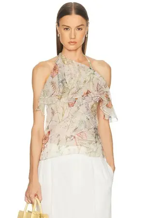 Alexander McQueen Halter Neck Ruffle Top - Ivory