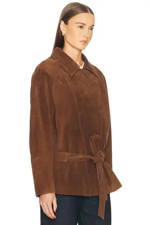 AEXAE Leather Suede Belted Jacket