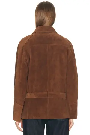 AEXAE Leather Suede Belted Jacket