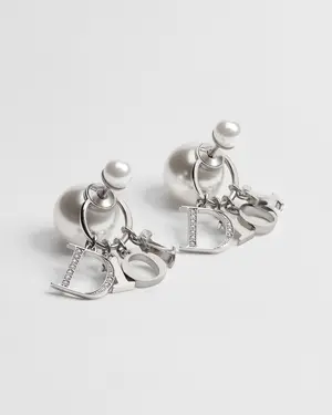 Dior Tribales Earrings - Silver-finish Metal, White Resin Pearls And Crystals