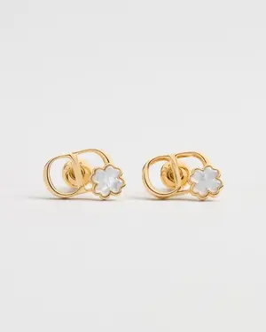 Dior Cd Garden Stud Earrings - Gold-finish Metal And Mother-of-pearl