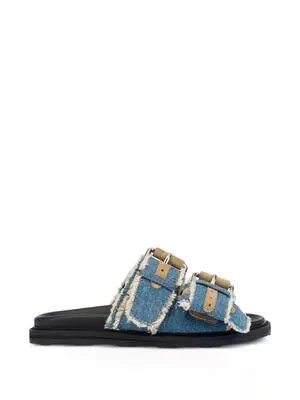 Moschino Frayed Buckled Sandals - Blue