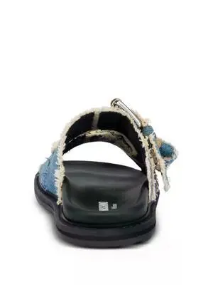Moschino Frayed Buckled Sandals - Blue