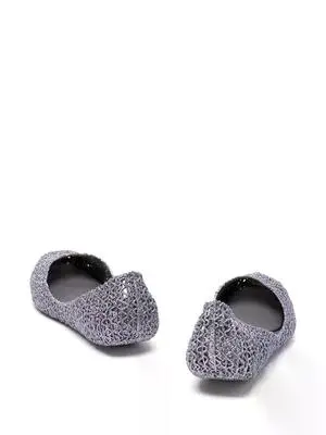 Melissa Glitter Cut-out Ballerina Flats - Grey