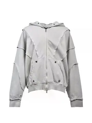 BREATH Frayed Zip-up Hoodie - Grey