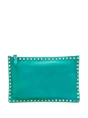Valentino Garavani Leather Rockstud Clutch Bag