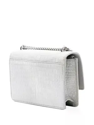 Saint Laurent Mini Croc Embossed Leather Monogram Sunset Wallet On Chain