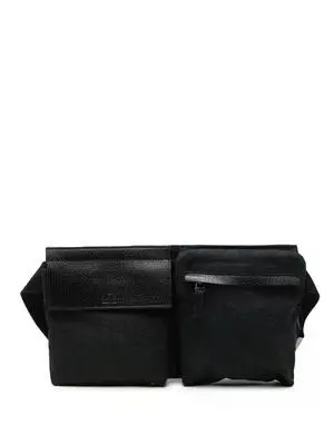 Gucci Gg Canvas Double Pocket Belt Bag - Blue