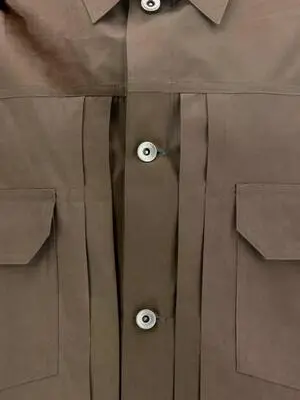 Sacai Buttoned Cotton Shirt Jacket - Brown