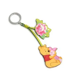 VERA BRADLEY Disney Winnie The Pooh Bag Charm Keychain In Winnie The Pooh Springtime - Green