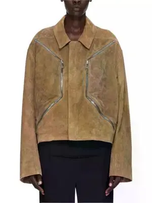 Rick Owens Heizer Mac Zipped Leather Coat