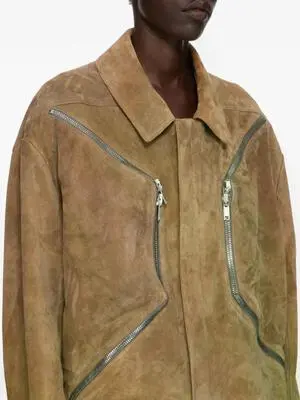 Rick Owens Heizer Mac Zipped Leather Coat