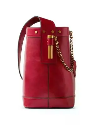 Versace Small Leather Bucket Bag With Medusa Cameo - Red